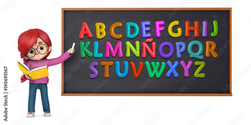 Profesora enseñando las letras en clase Stock Illustration | Adobe Stock