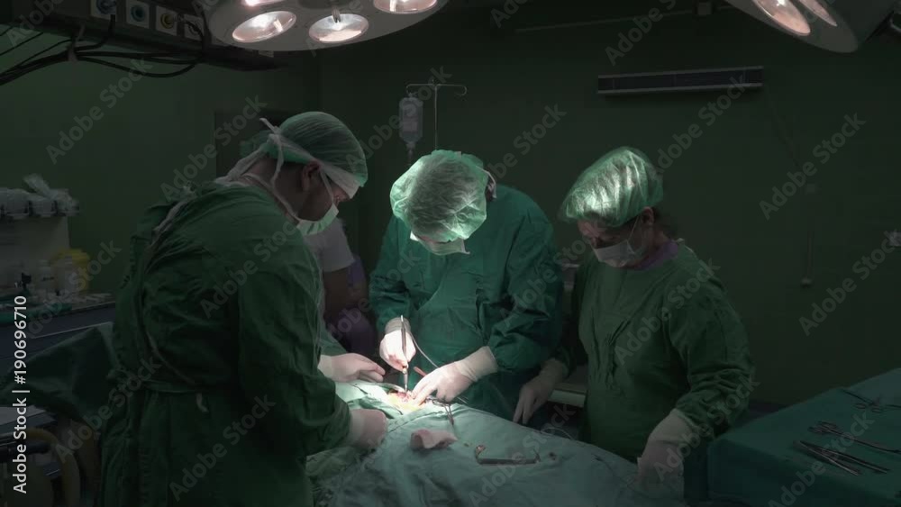 Stitching procedure during surgery operation in operating room,senior ...
