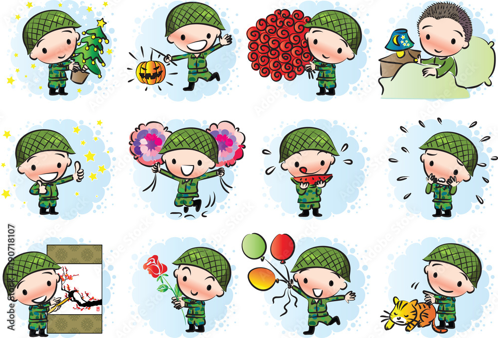 cartoon soldier set Stock Illustration | Adobe Stock