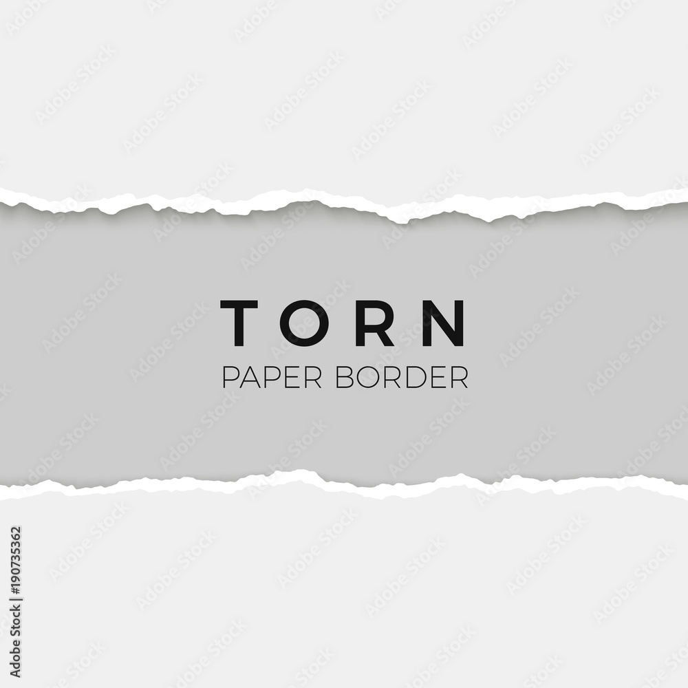 Horizontal seamless torn paper edge. Rough broken border of paper ...