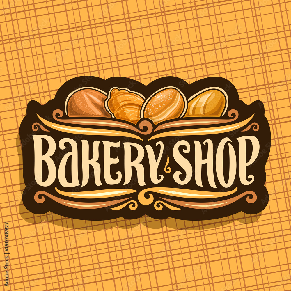 Vector logo for Bakery Shop, on signboard original brush typeface for ...