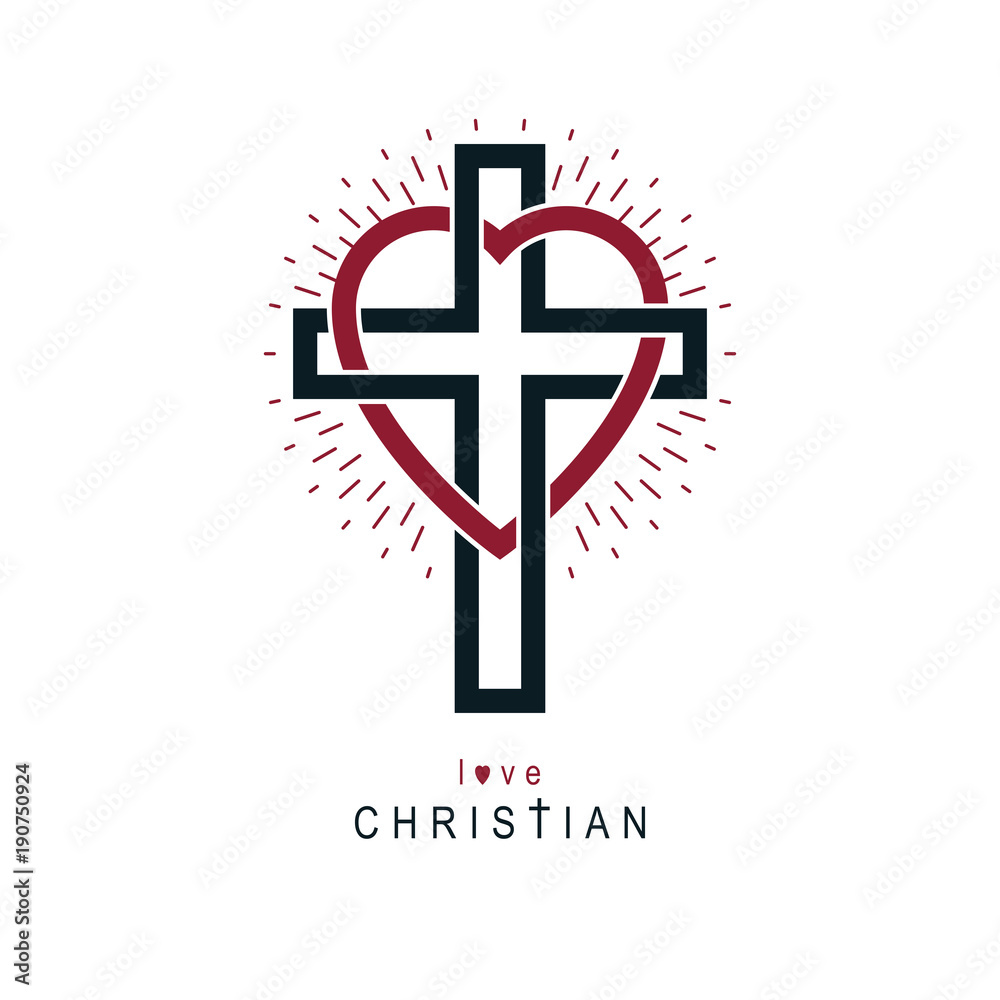 Love of God vector creative symbol design combined with Christian Cross ...
