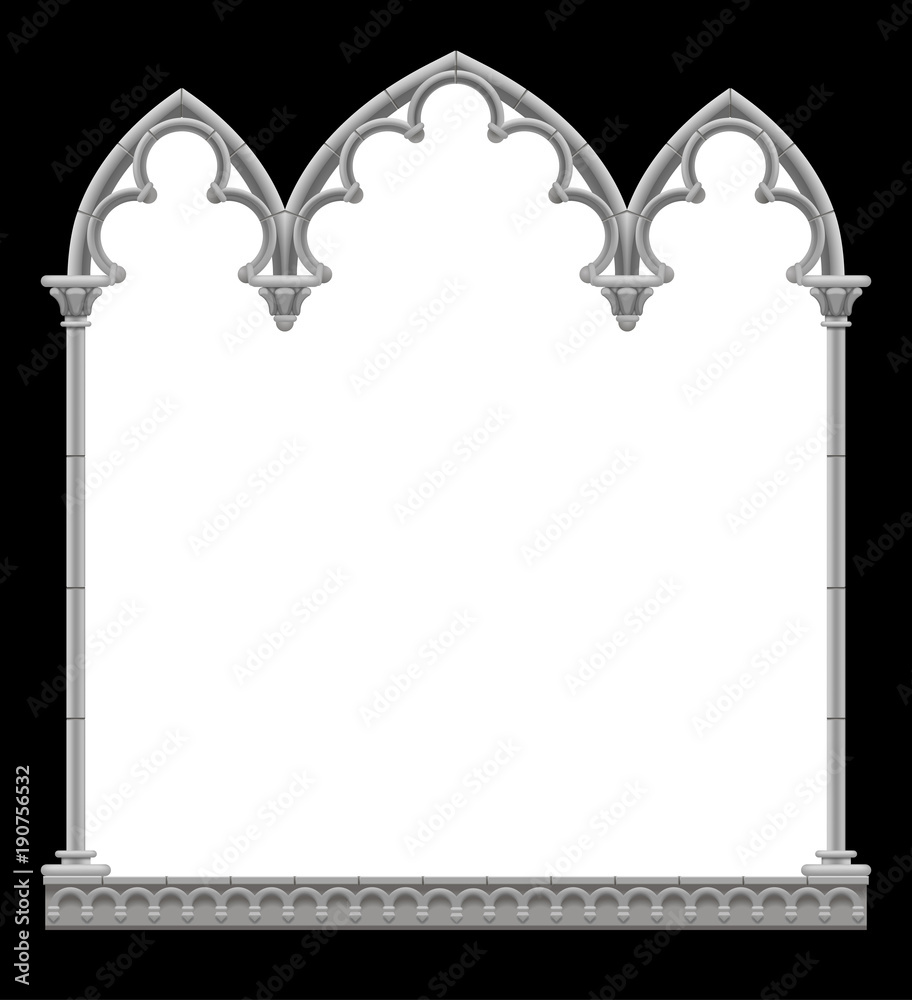 Classic gothic architectural decorative frame in black and white colors ...
