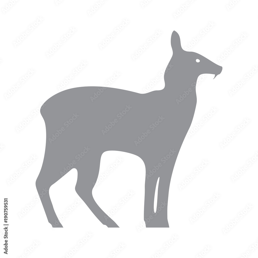 Musk deer vector image, isolated on white background. Silhouette as ...