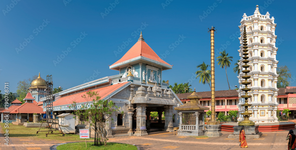 Panorama of Shri Mahalsa Indian Temple in Ponda, GOA, India. The ...