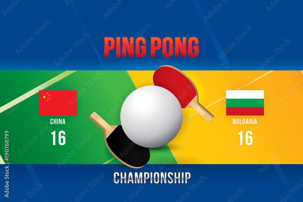 Vector of Ping pong championship with team competition and scoreboard ...