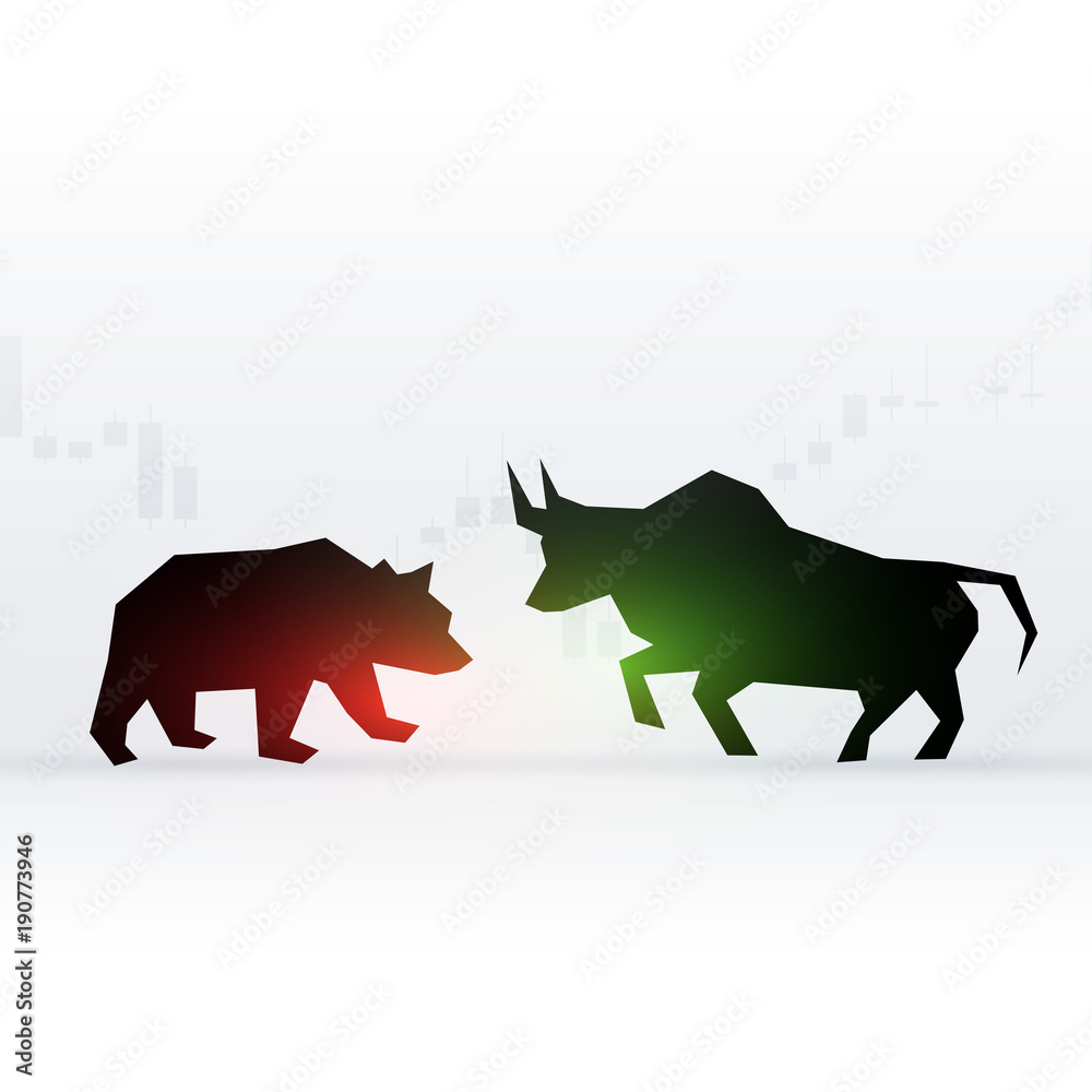 concept design of bear and bull in front of each other showing loss and ...