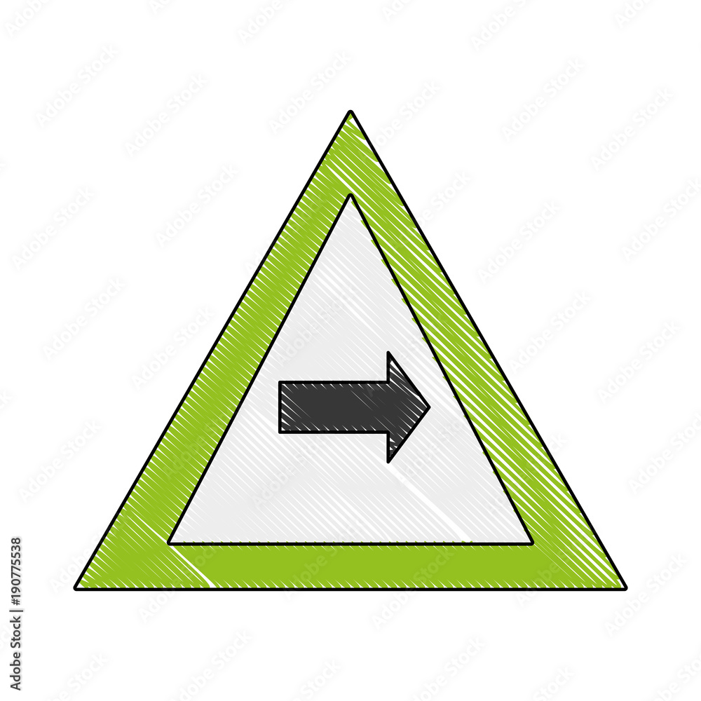 grated triangle warning notices with turn right sign Stock Vector ...