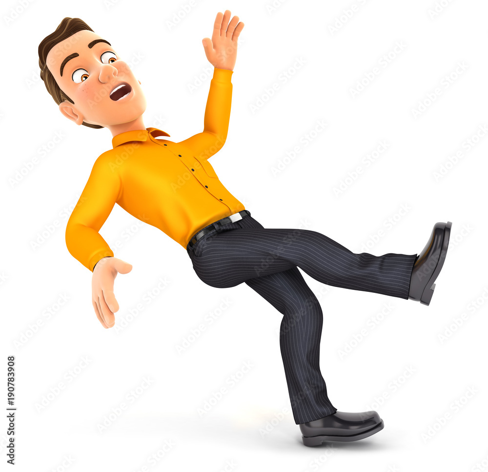 3d man slipping and falling Stock Illustration | Adobe Stock
