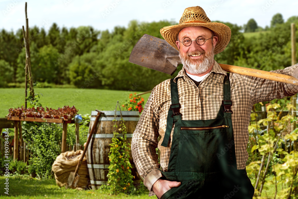 Gärtner im Schrebergarten Stock Photo | Adobe Stock