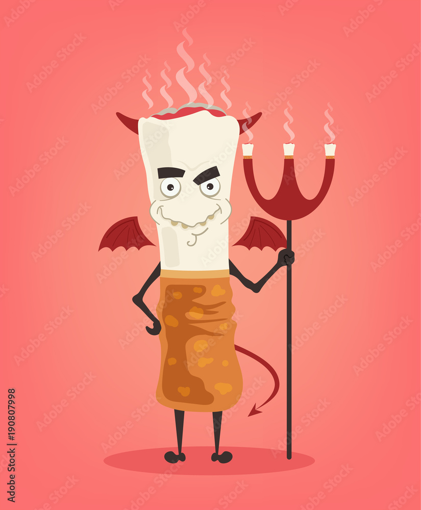 Angry cigarette character mascot. Vector flat cartoon illustration ...