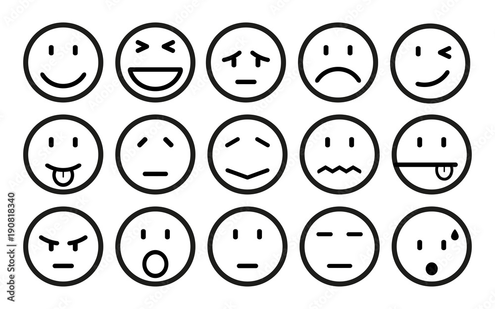 Fifteen smilies, set smiley emotion, by smilies, cartoon emoticons ...