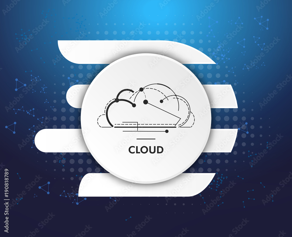 Cloud on digital background, cloud computing concept with abstract blue ...