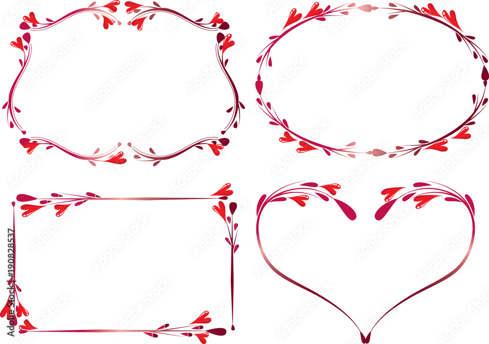 heart shape design border set Stock Illustration | Adobe Stock