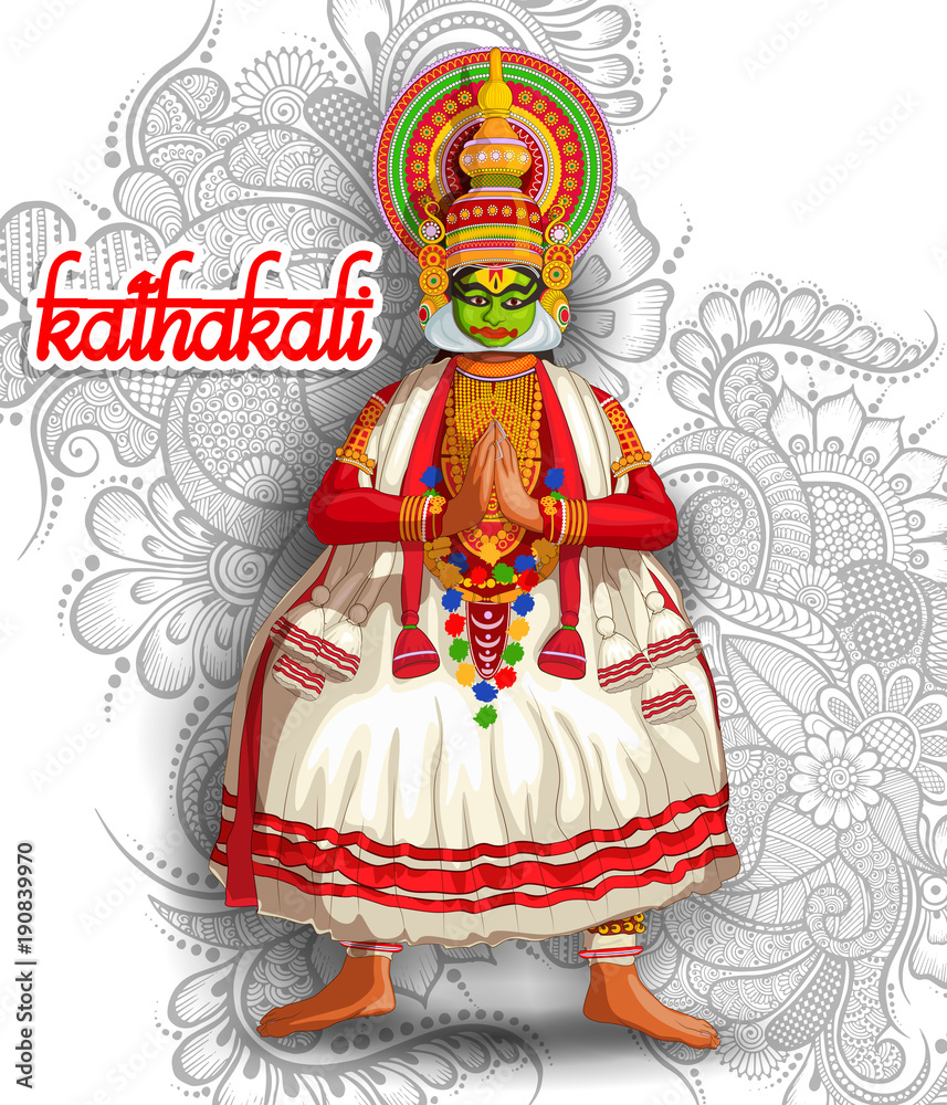 illustration of Indian kathakali dance form Stock Vector | Adobe Stock