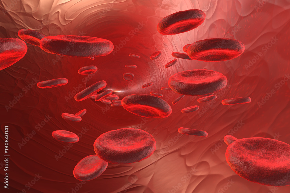 3d art of blood cells in blood vessel Stock Illustration | Adobe Stock