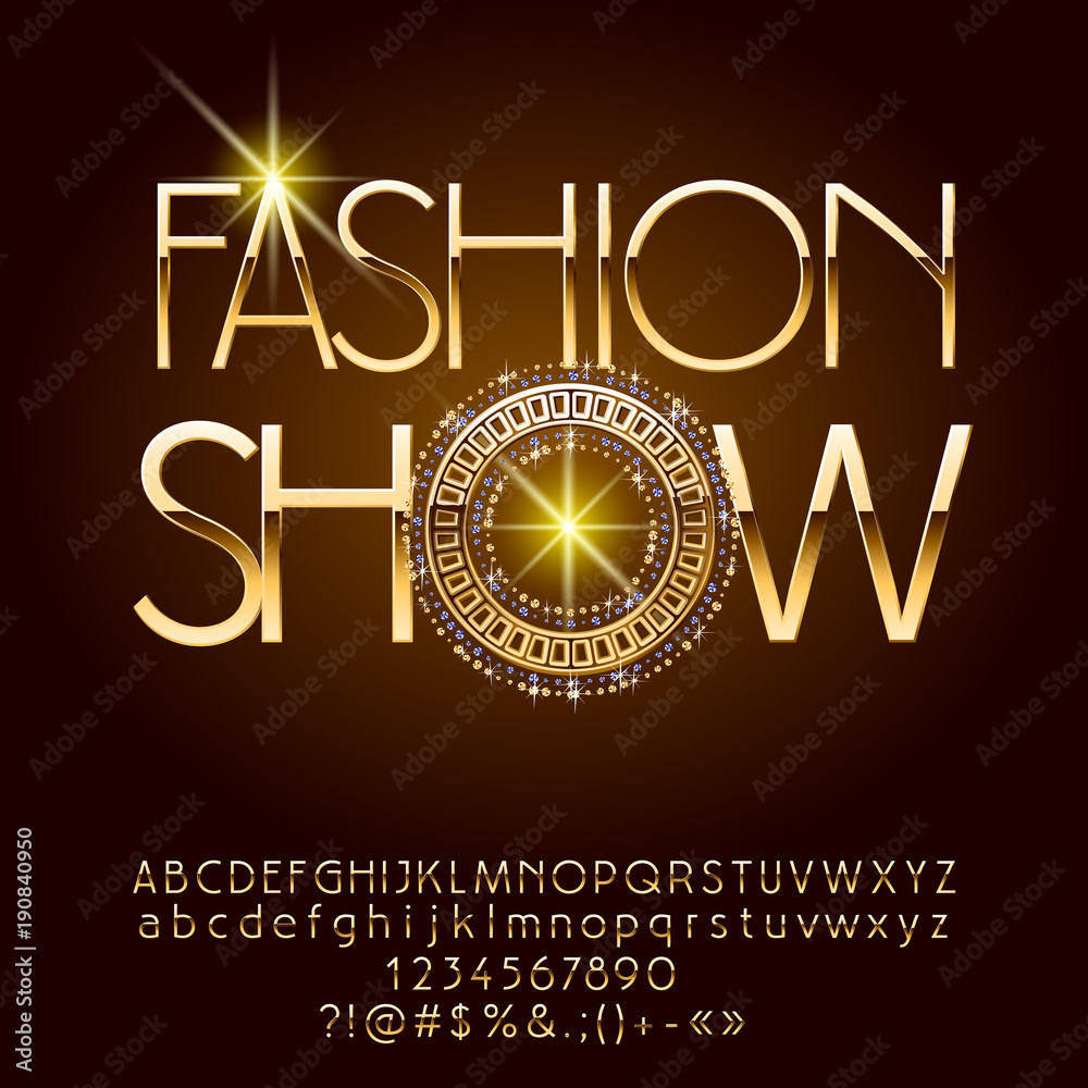Vector Luxury Golden Alphabet with ?hic Decorative Element. Elegant ...