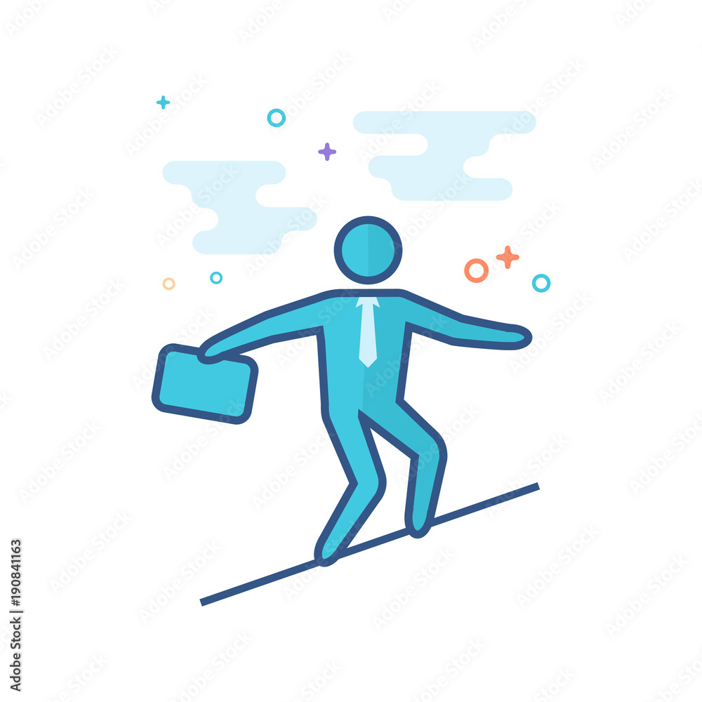 Businessman challenge icon in outlined flat color style. Vector ...