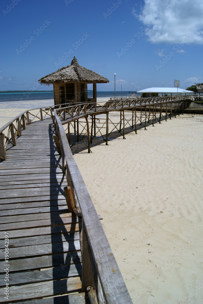 Stilt Hut on Boardwalk Bridge in Siargao Stock Photo | Adobe Stock