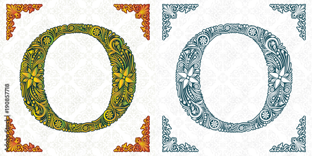 Vector letter O. Elegant patterned font. Monogram. Alphabet from leaf ...