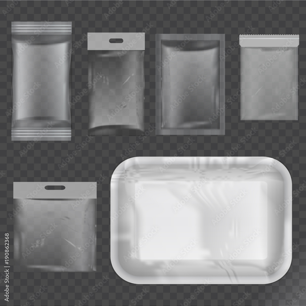 Set of transparent plastic packaging.Food packaging,fastfood packaging ...