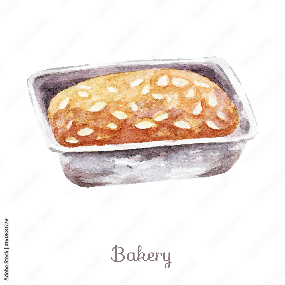 Watercolor bakery Clipart - bread Stock Photo | Adobe Stock