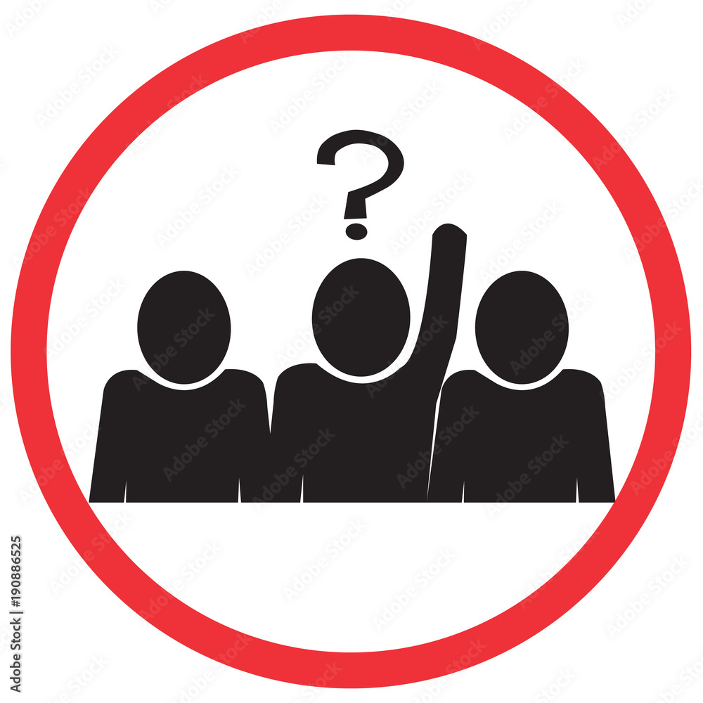 question time Allowed Sign, warning symbol, vector illustration. Stock ...