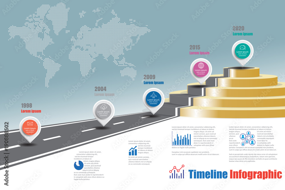 Business road map timeline infographic designed for template milestone ...