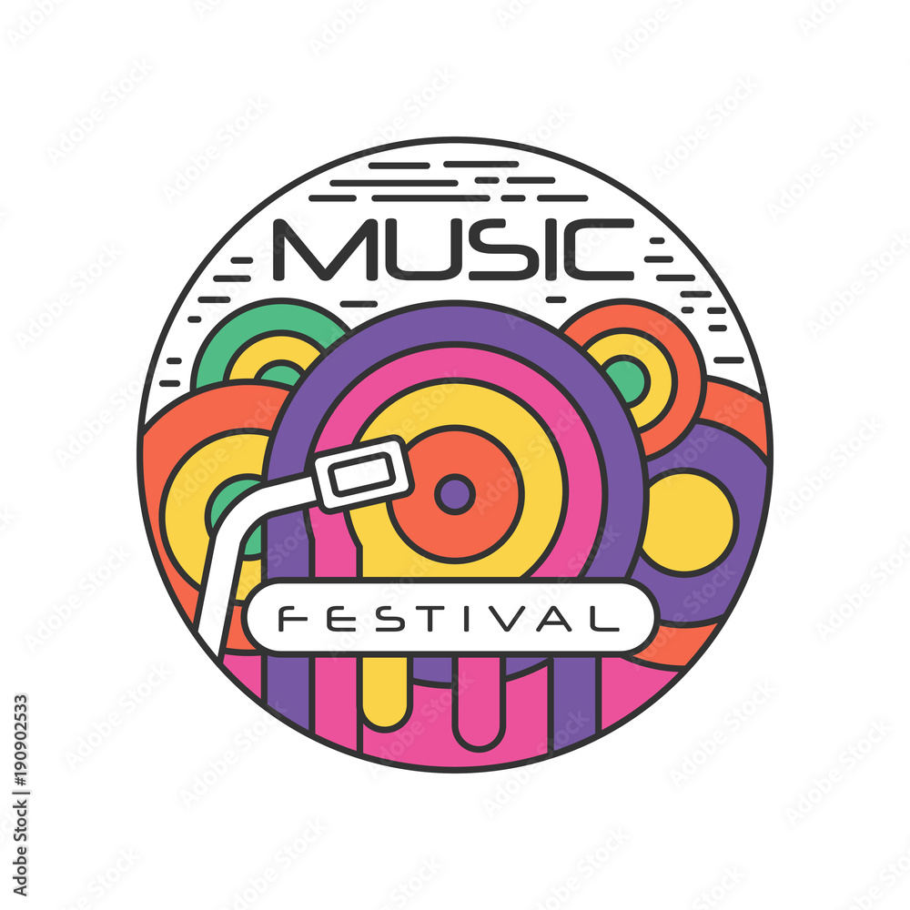 Multi-colored logo template for music festival. Abstract emblem in ...