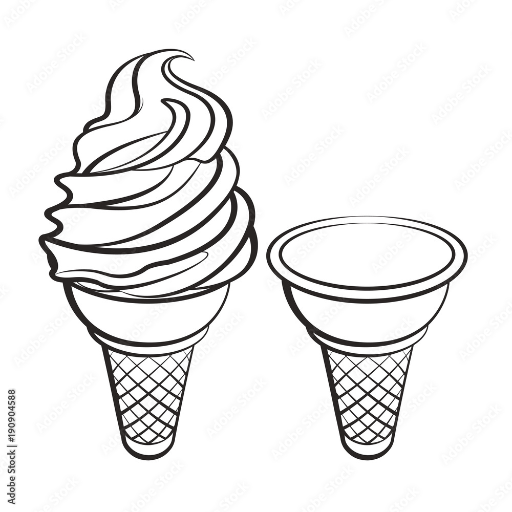 isolated black outline ice cream cone vector illustration Stock Vector ... isolated black outline ice cream cone vector illustration Stock Vector ...