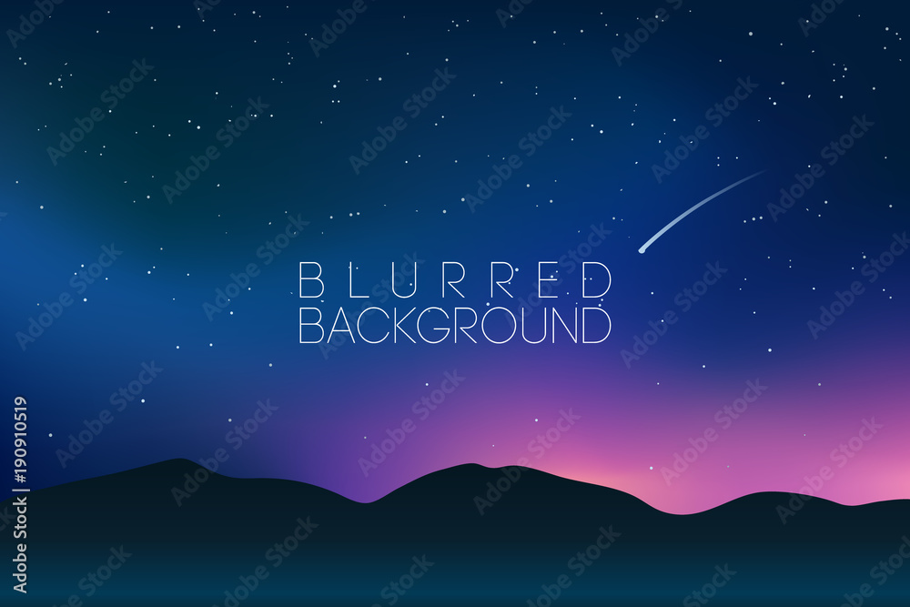 horizontal wide blurred mountain night sky background - night colors ...