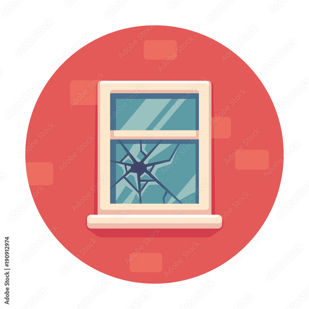 Broken window illustration Stock Vector | Adobe Stock