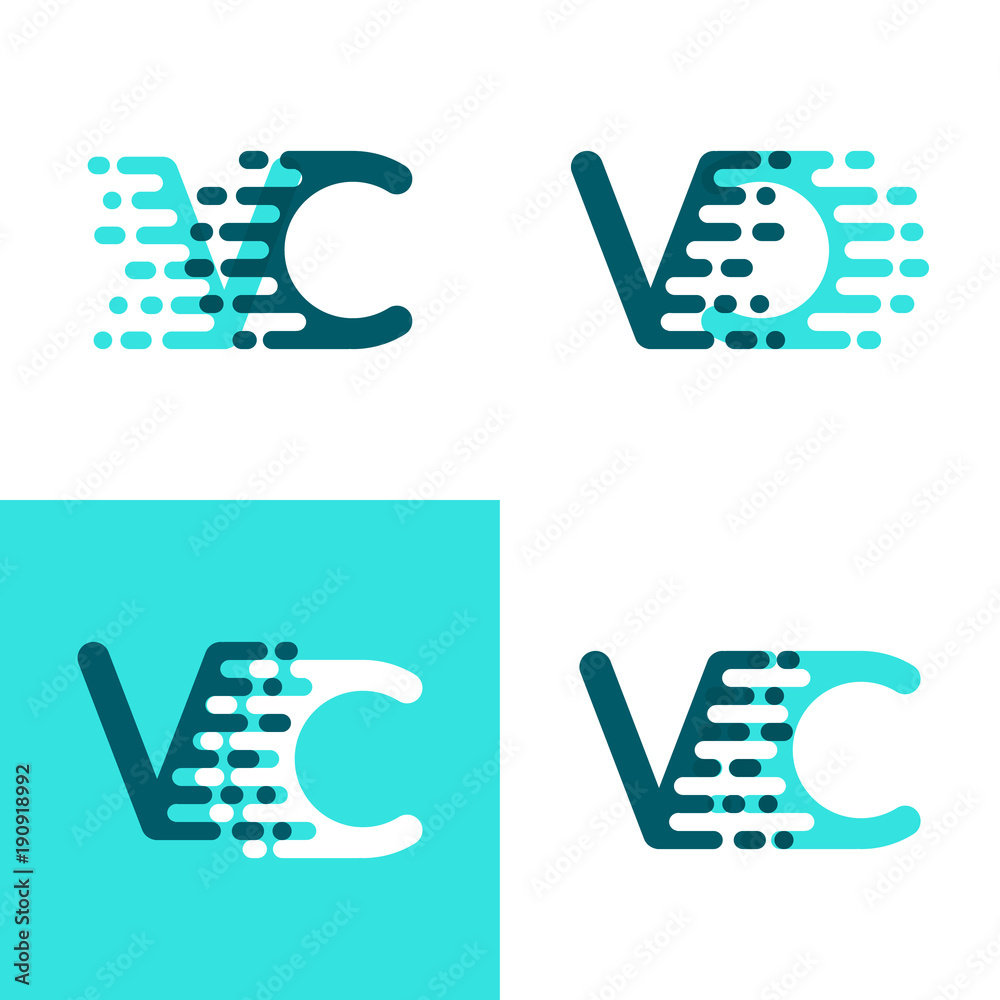 VC letters logo with accent speed green and blue Stock Vector | Adobe Stock