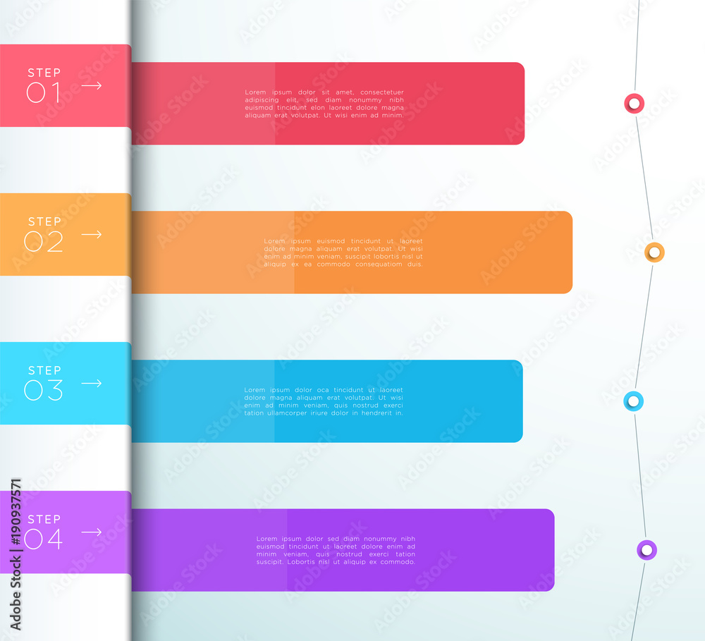 Vector Colorful 4 Step List Infographic Diagram Stock Vector | Adobe Stock
