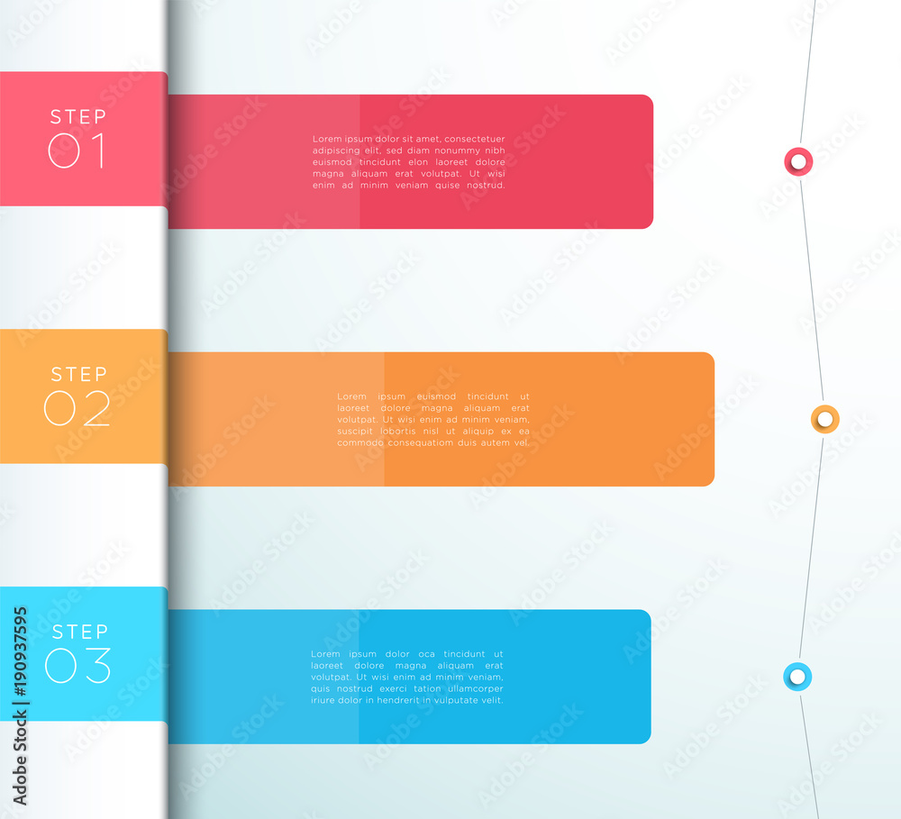 Vector Colorful 3 Step List Infographic Diagram Stock Vector | Adobe Stock
