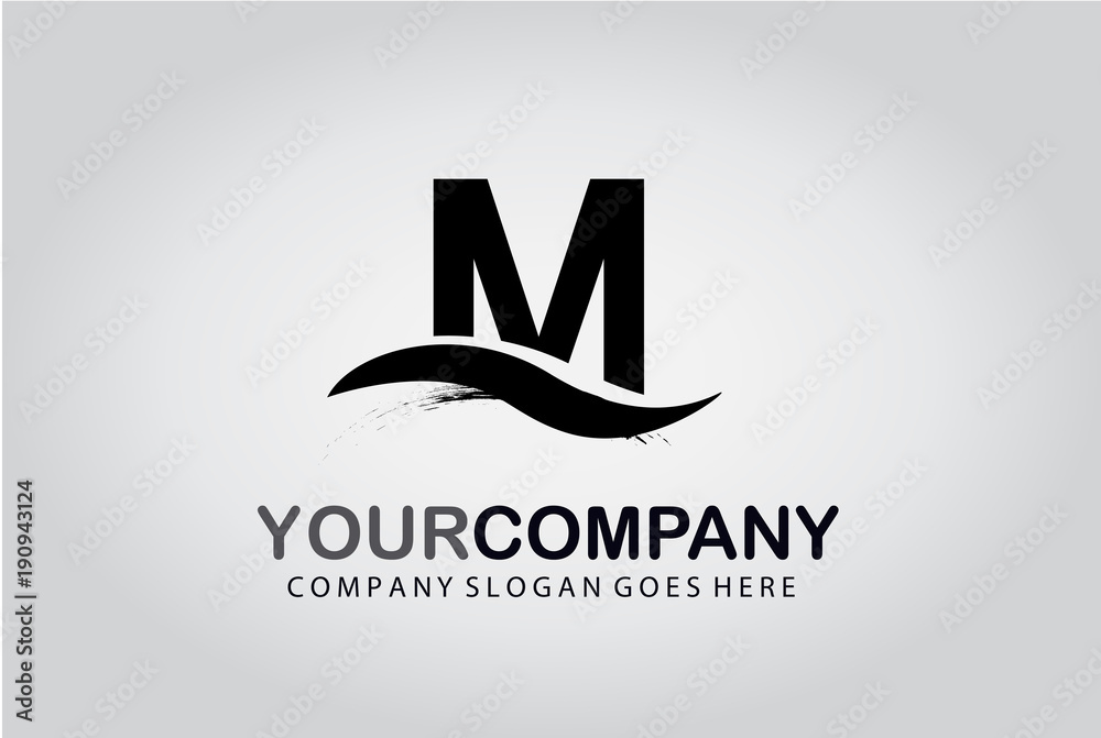 M Splash Brush Letter Design Logo Stock Vector | Adobe Stock