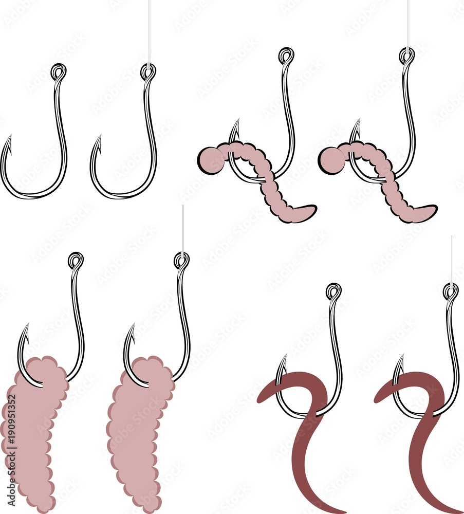 worm on fish hook Stock Vector | Adobe Stock