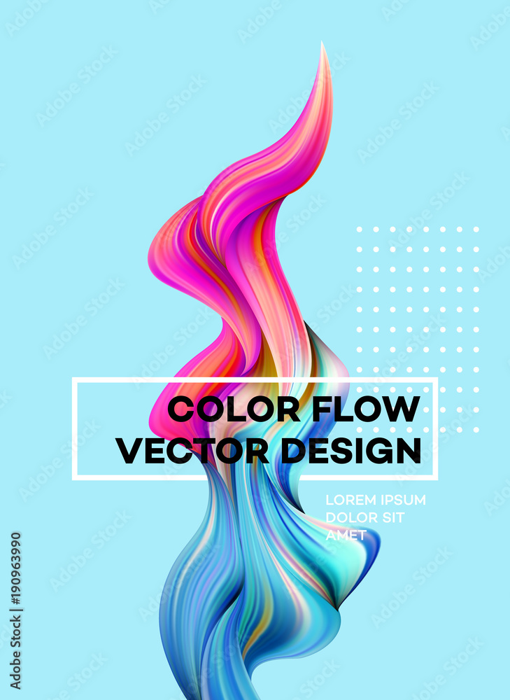 Modern colorful flow poster. Wave Liquid shape in blue color background ...