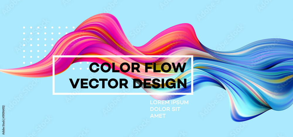 Modern colorful flow poster. Wave Liquid shape in blue color background ...