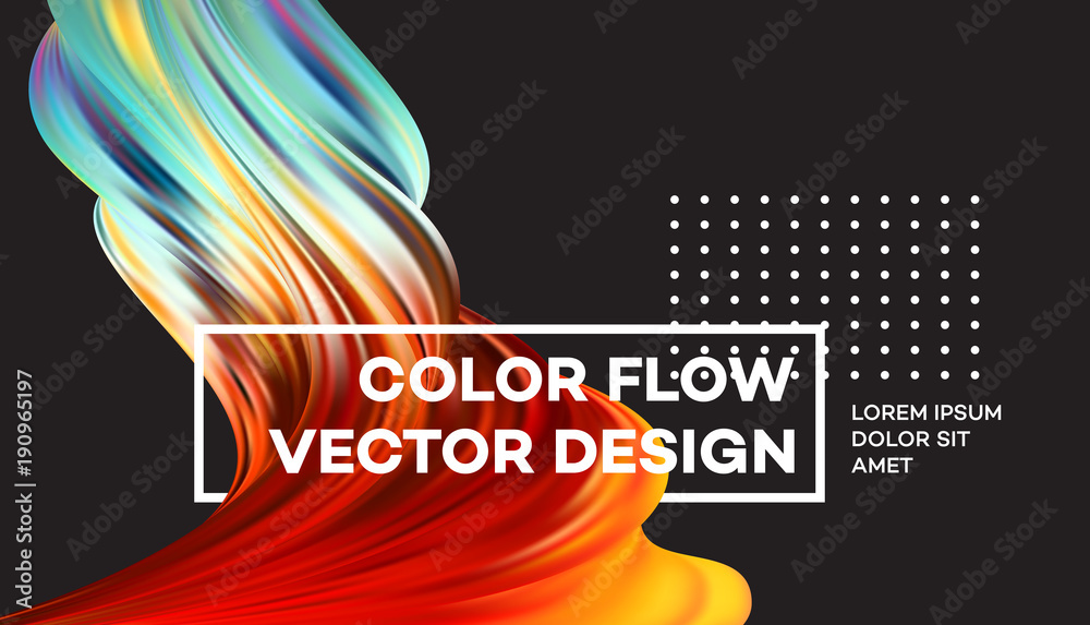 Modern colorful flow poster. Wave Liquid shape in black color ...