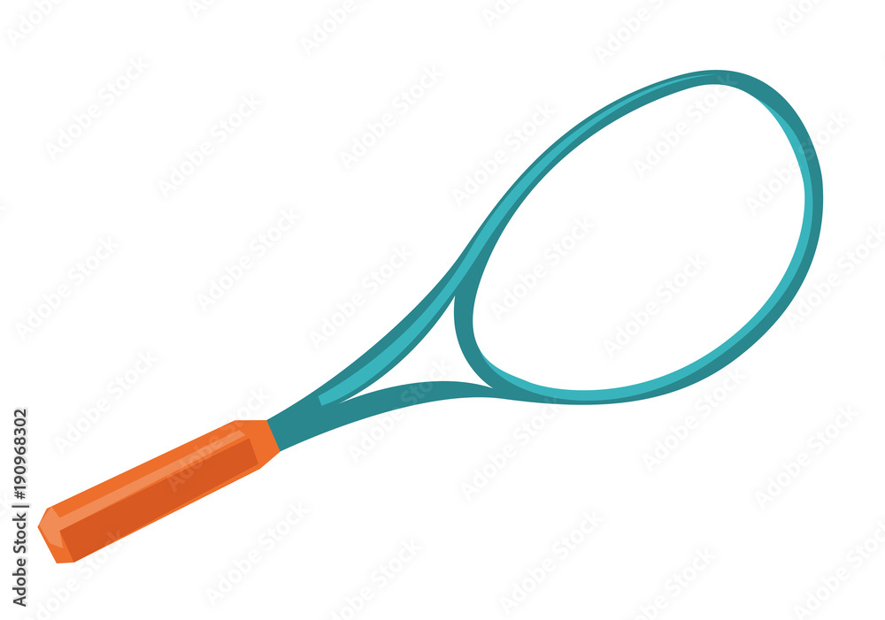 Blue tennis racket vector cartoon illustration isolated on white ...