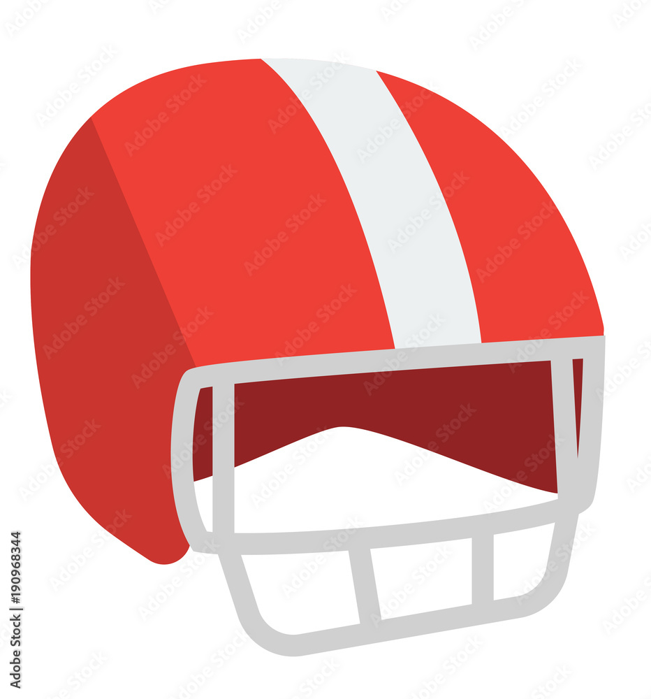 Red American football helmet vector cartoon illustration isolated on ...