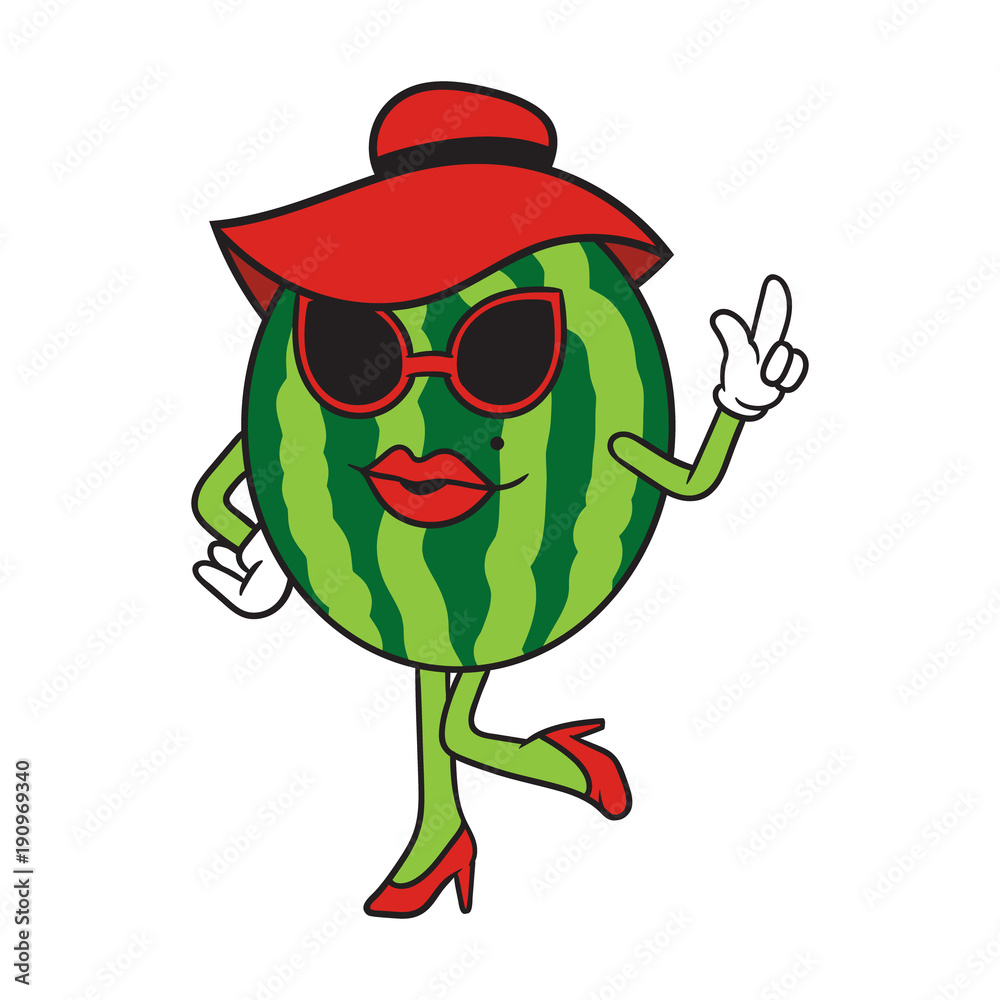 Cartoon Female Watermelon Vector Illustration Stock Vector | Adobe Stock