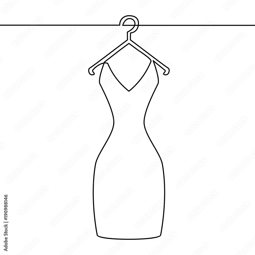 One line drawing vector woman dress on hange Stock Vector | Adobe Stock