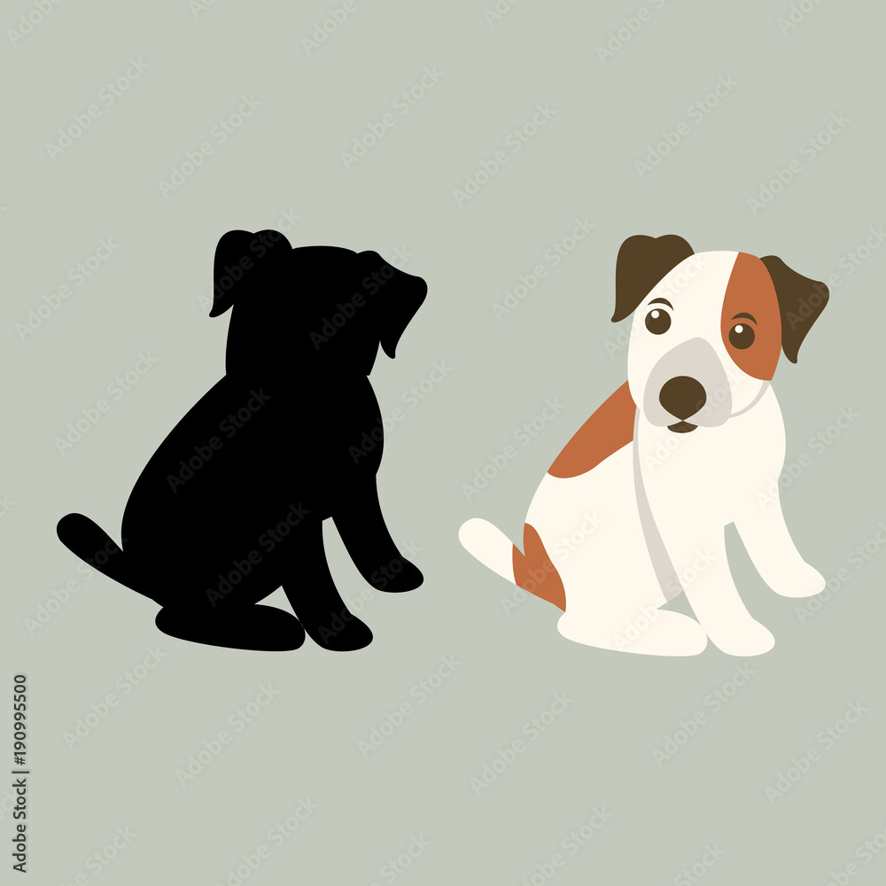 dog cartoon vector illustration flat style silhouette Stock Vector ...