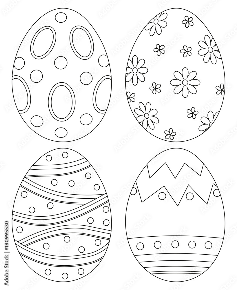 Black and white easter egg collection set poster. Stock Vector | Adobe ...