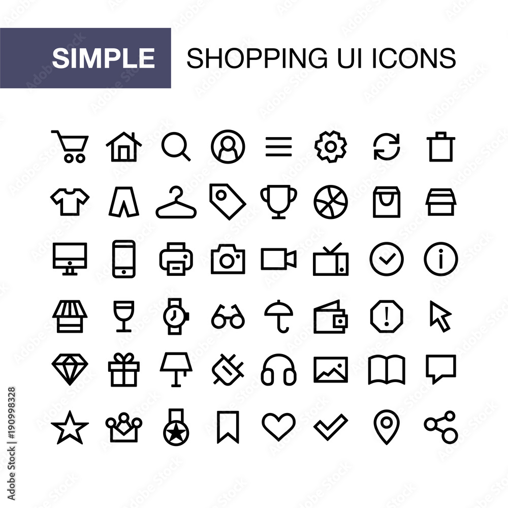 Set of online shopping icons for simple flat style ui design Stock ...