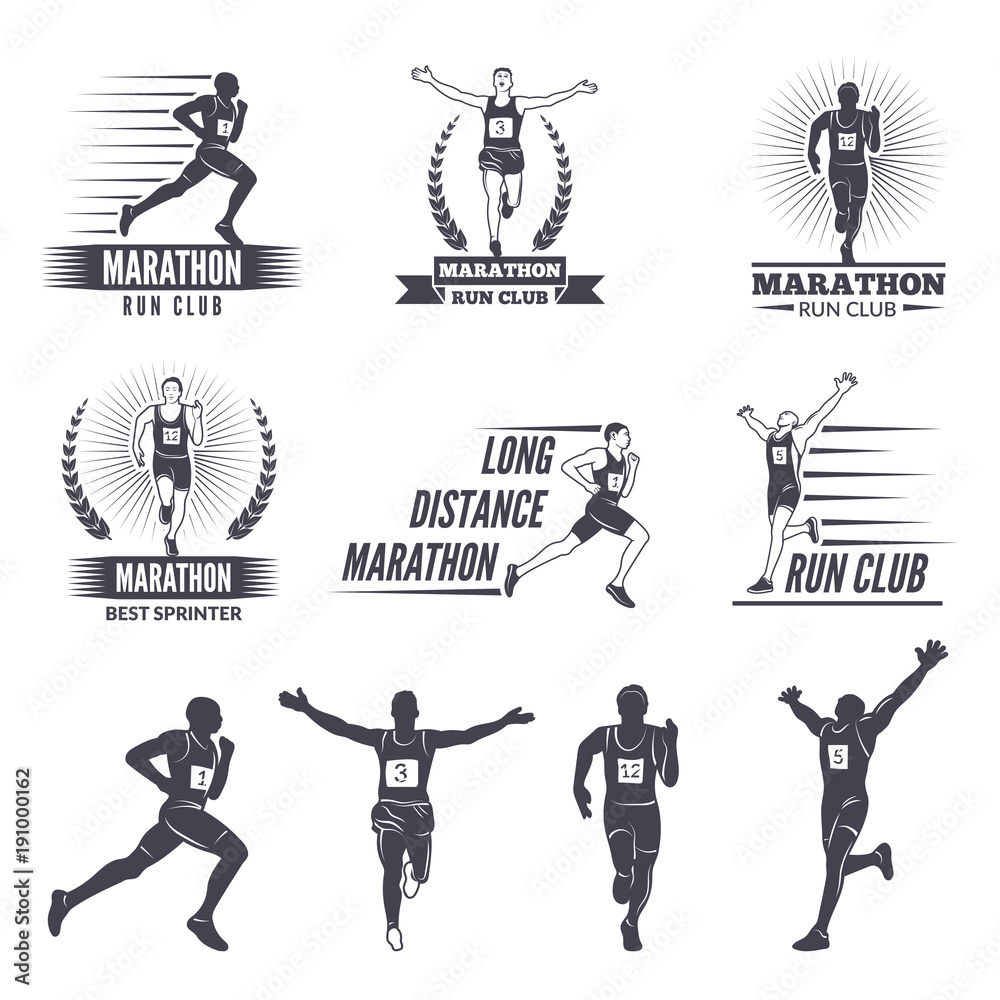 Logos or labels for runners. Marathon graphics Stock Vector | Adobe Stock