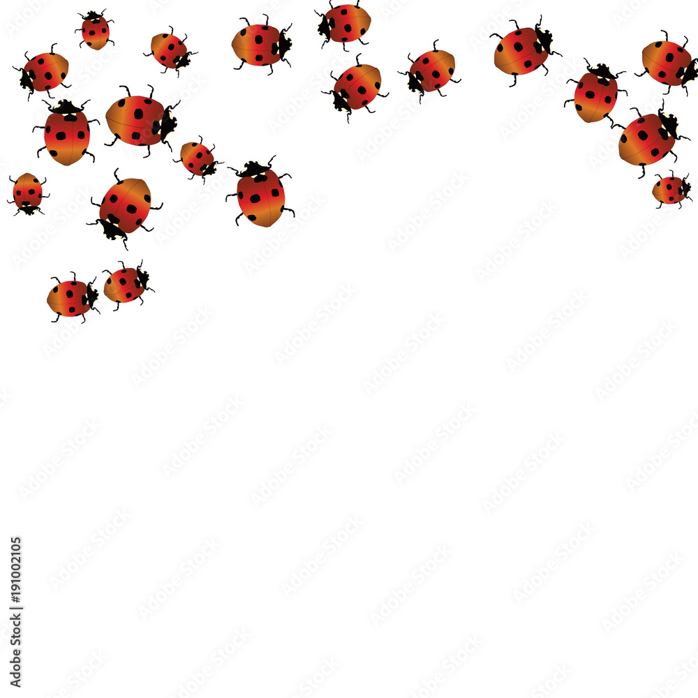 Delicate background with ladybugs. Trendy template for a postcard ...