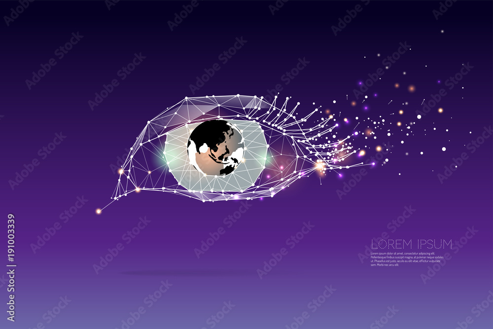 The particles, geometric art, line and dot of Eye graphic. Stock Vector ...